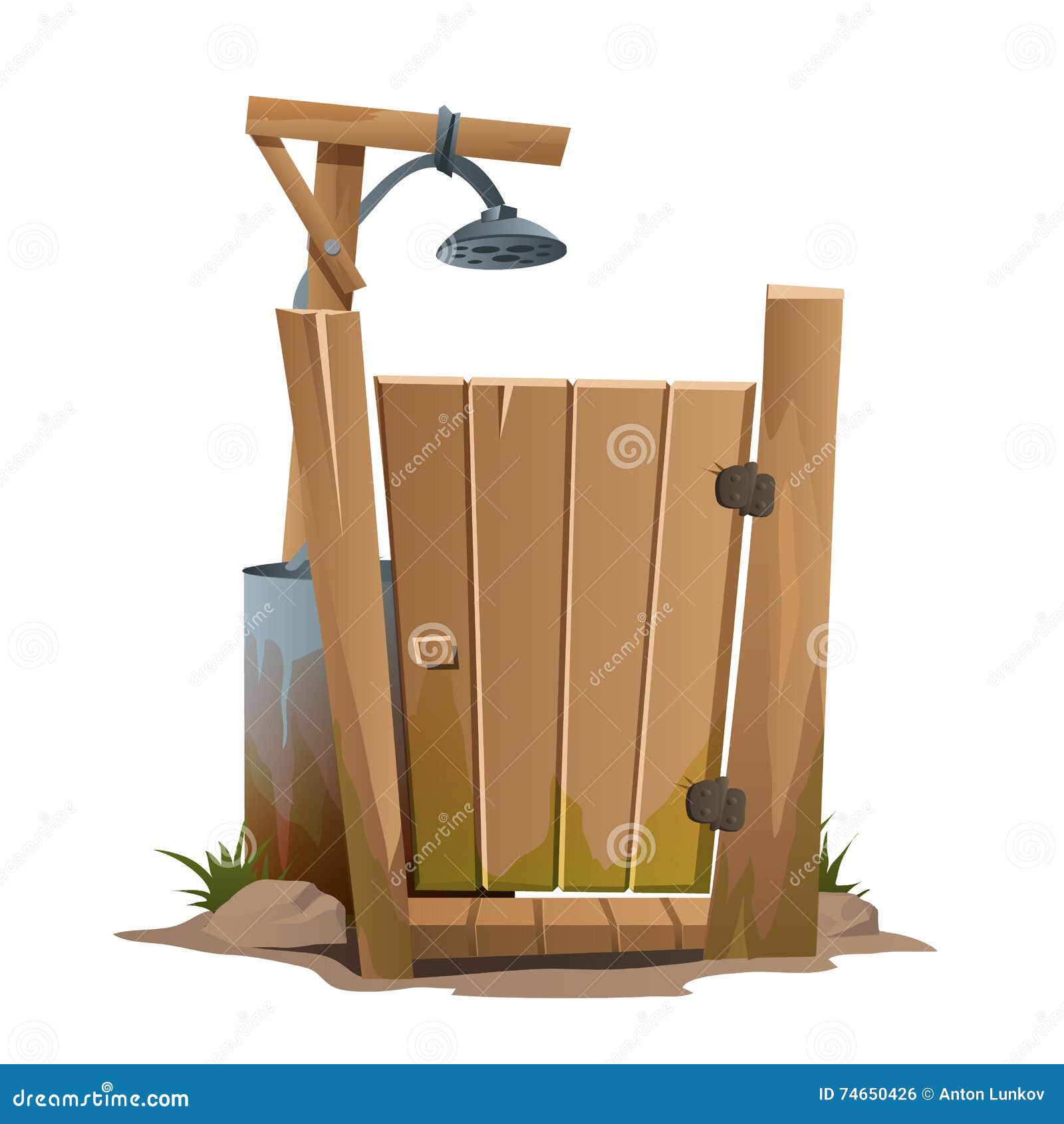 Rural Outdoor Shower, Image on White Background Stock Vector ...
