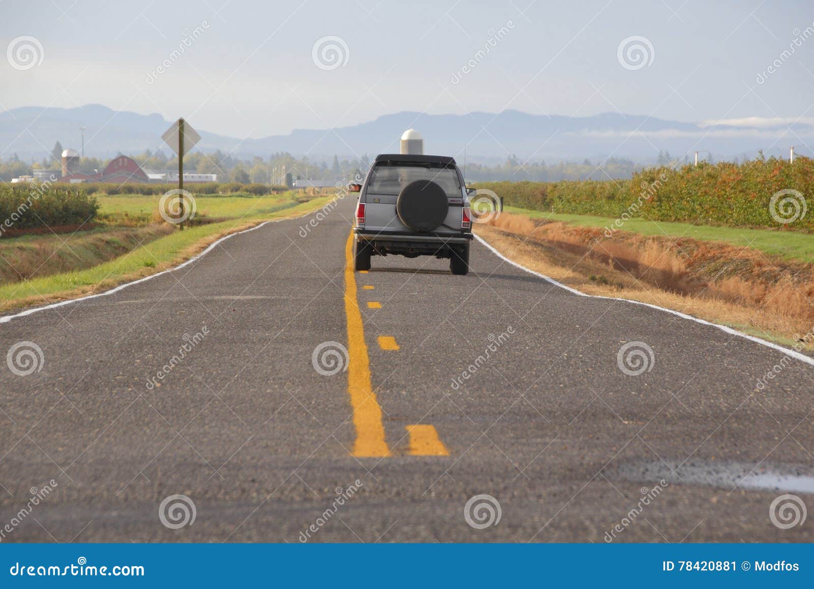 Rural Passing Lane Markers stock image. Image of vehicle - 78420881