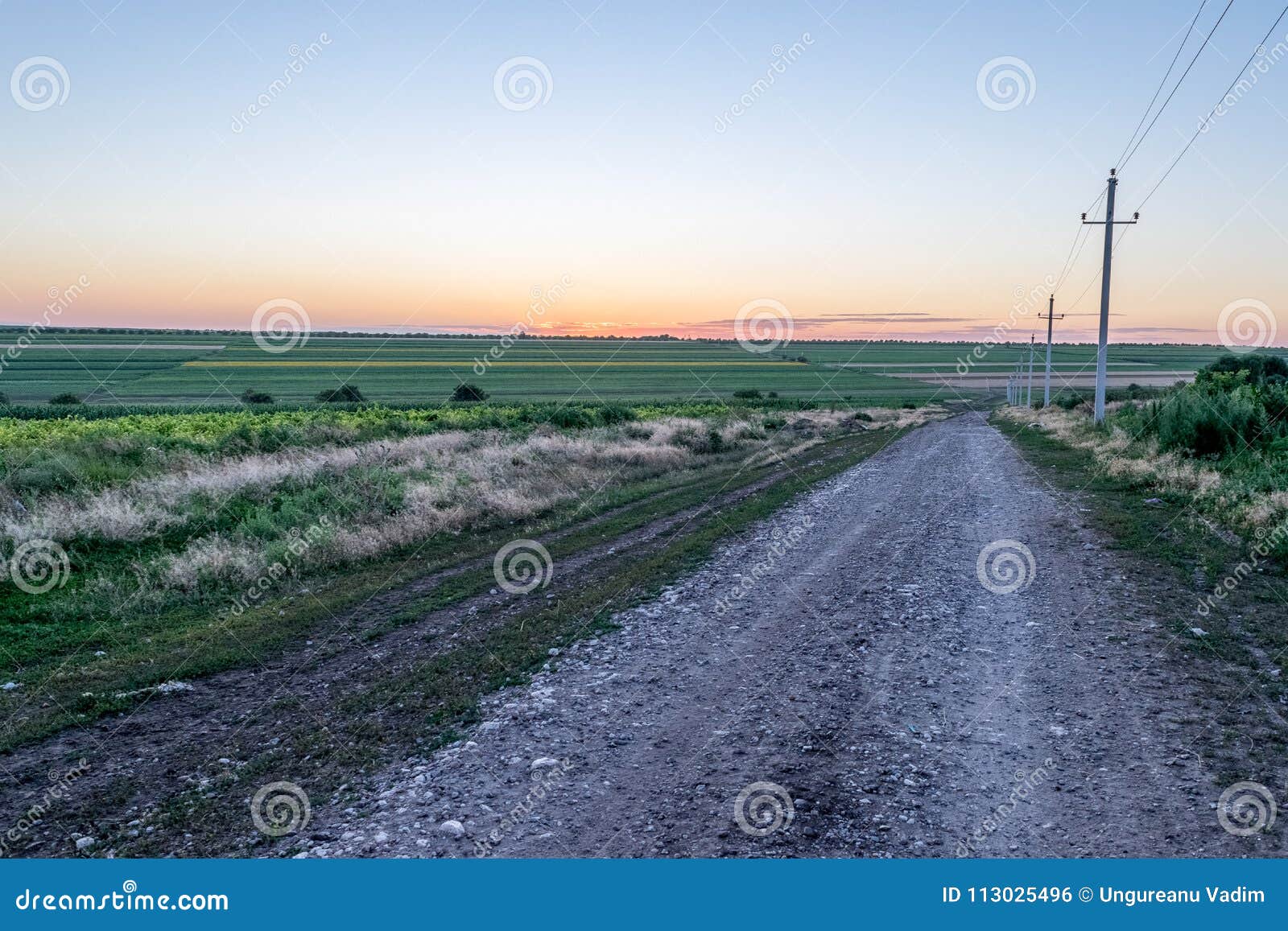 A Rural Path Nearby Some Fields during Dawn Stock Photo - Image of ...