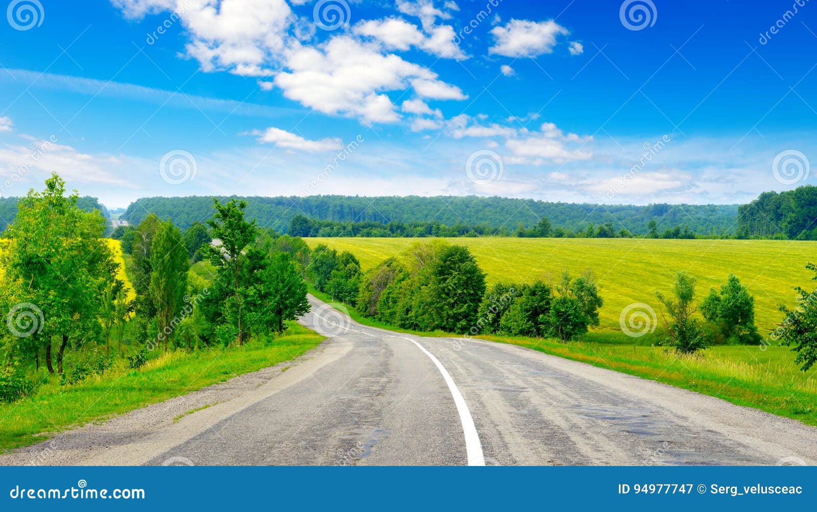 Rural Paved Road among Fields Stock Image - Image of nature, line: 94977747