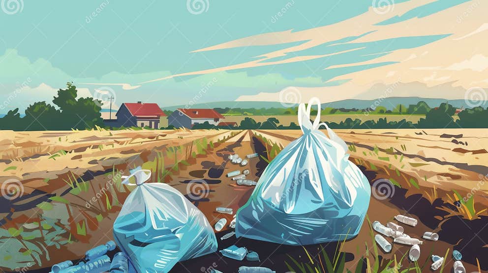 Rural Pollution: Plastic Waste in Countryside Fields Stock Photo ...