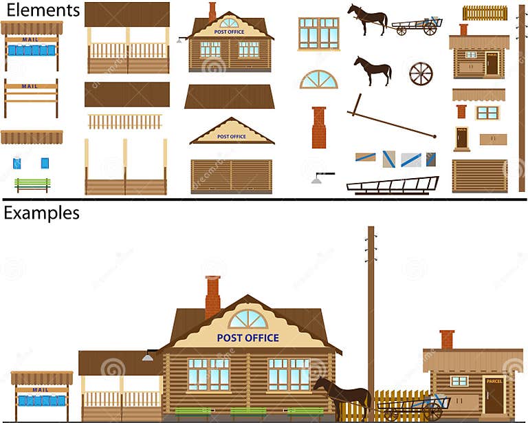 Rural post office. stock vector. Illustration of delivery - 15382318