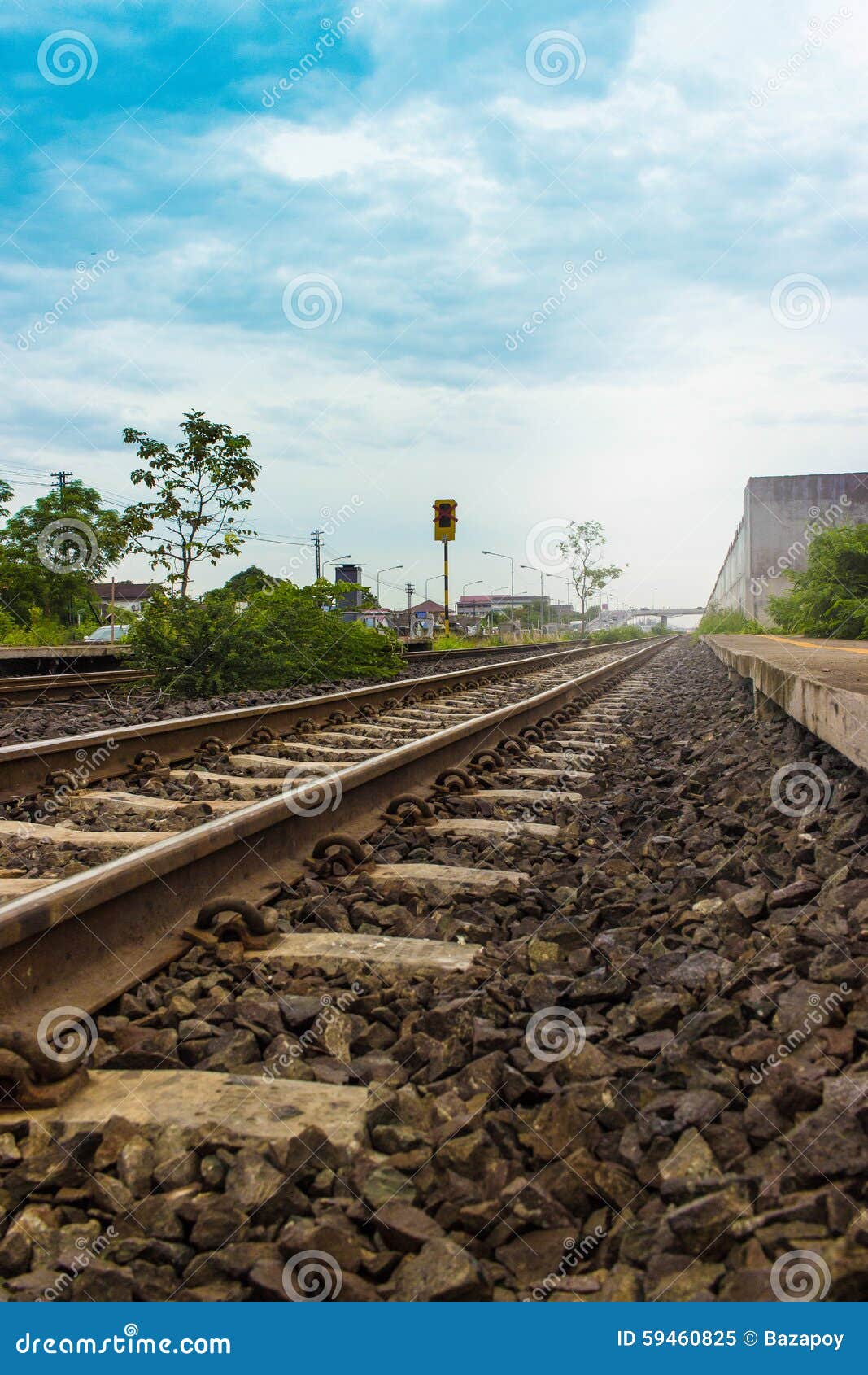 Rural Railroad Tracks and Blue Sky Stock Image - Image of rail, journey ...