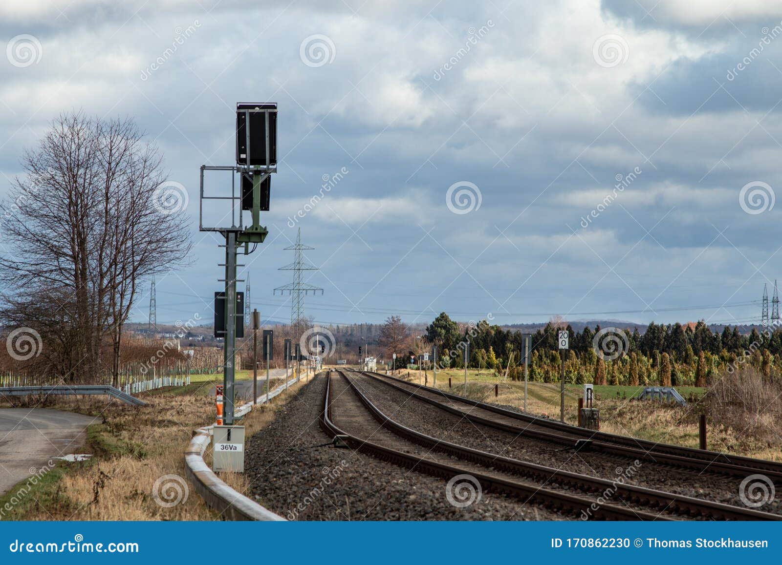 Rural Railroad Tracks, No Catenary, with Signaling System Stock Photo ...