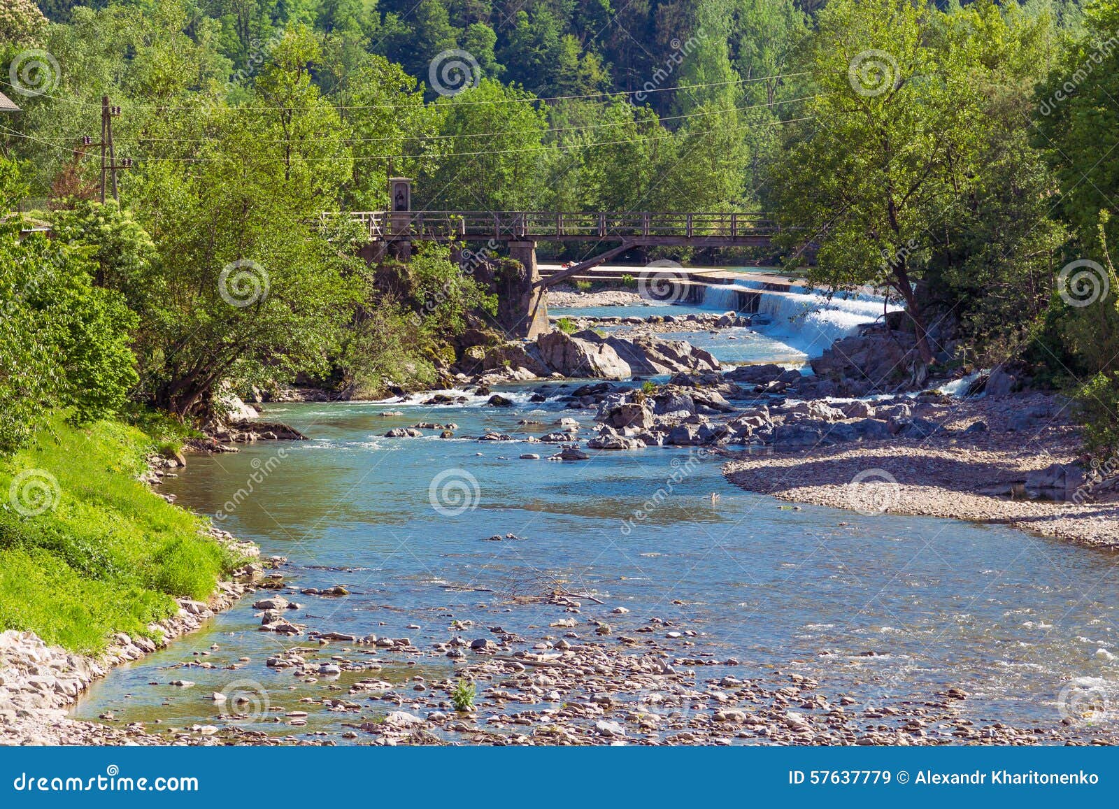 Rural river. stock image. Image of bridge, landscape - 57637779
