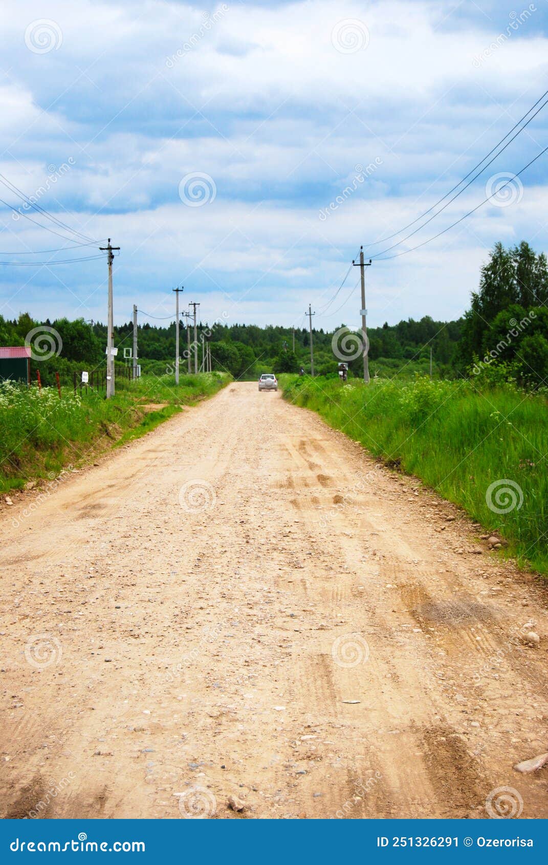 Rural Road, the Car is Driving on a Rural Road. Stock Image - Image of ...