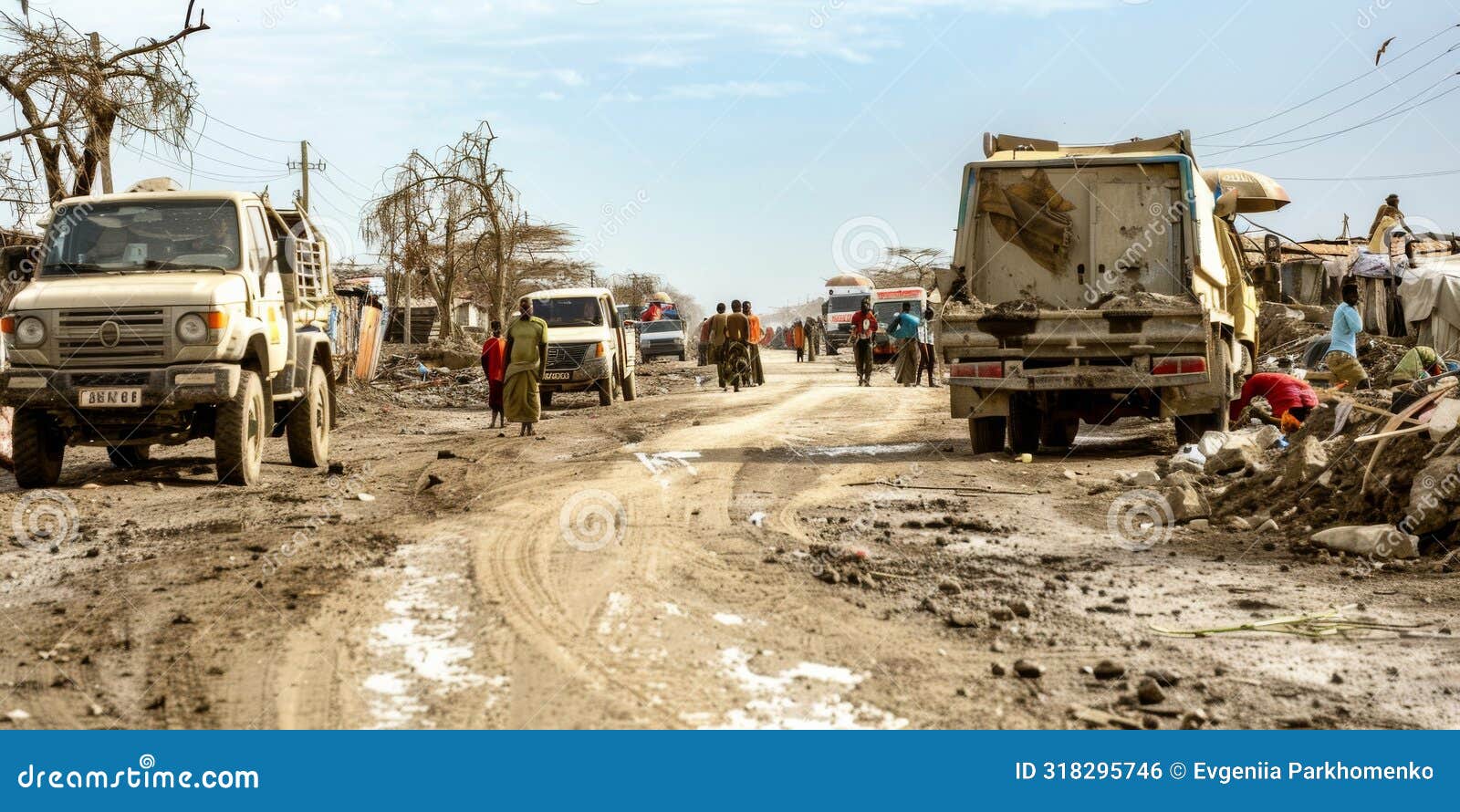 Rural Road Construction in Developing Country with Workers and Vehicles ...