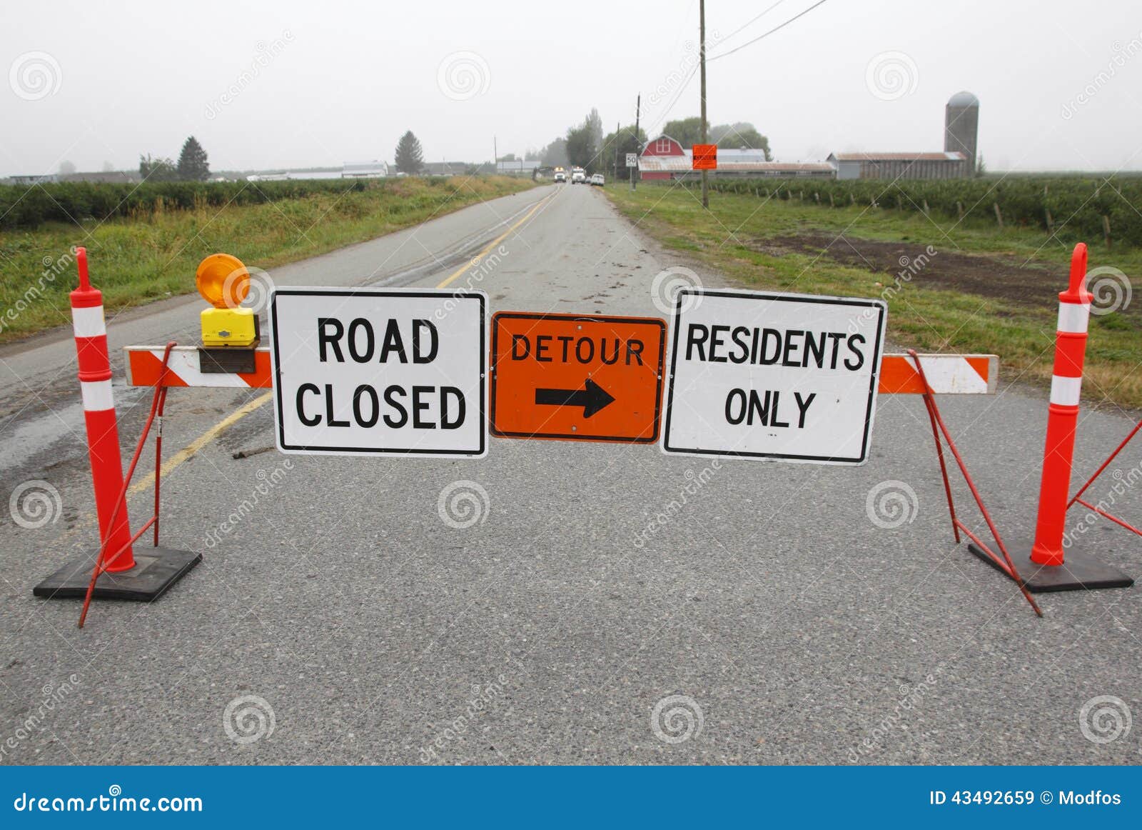 Rural Road Construction Signs Stock Image - Image of rural, farm: 43492659