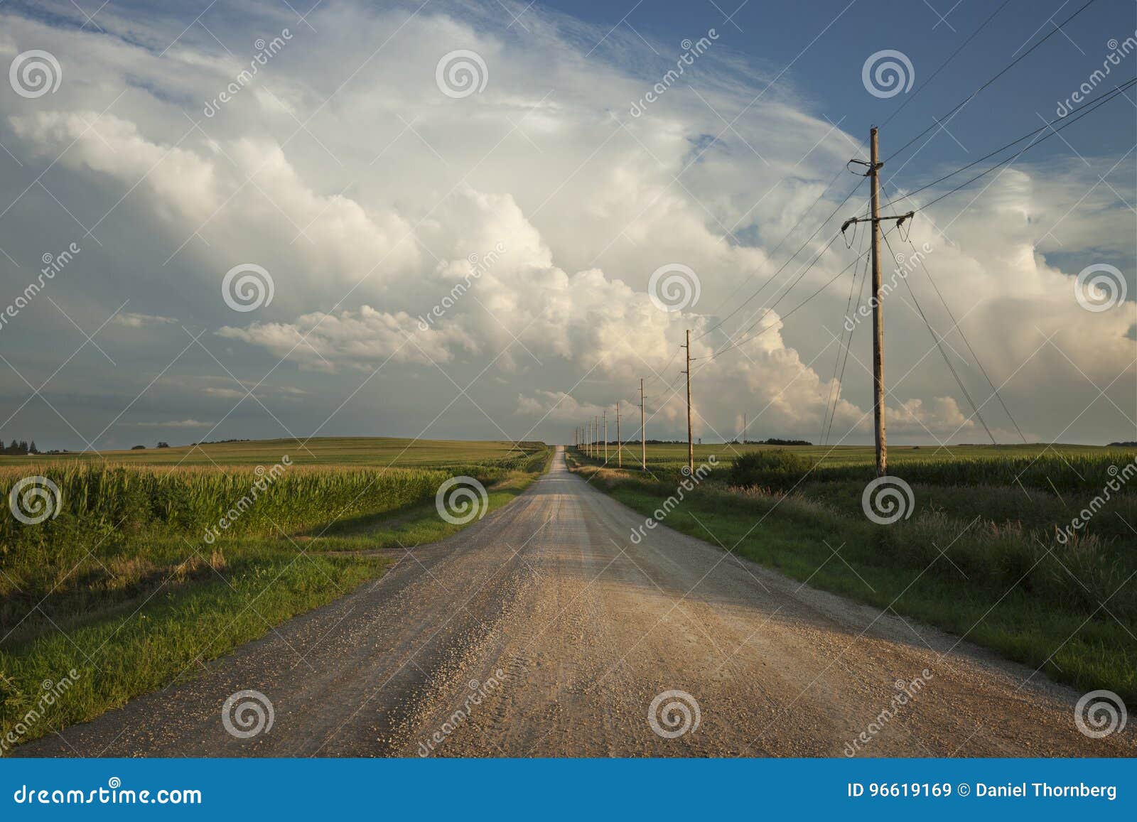 Rural Road with Dramatic Clouds in Southern Minnesota at Sundown Stock ...