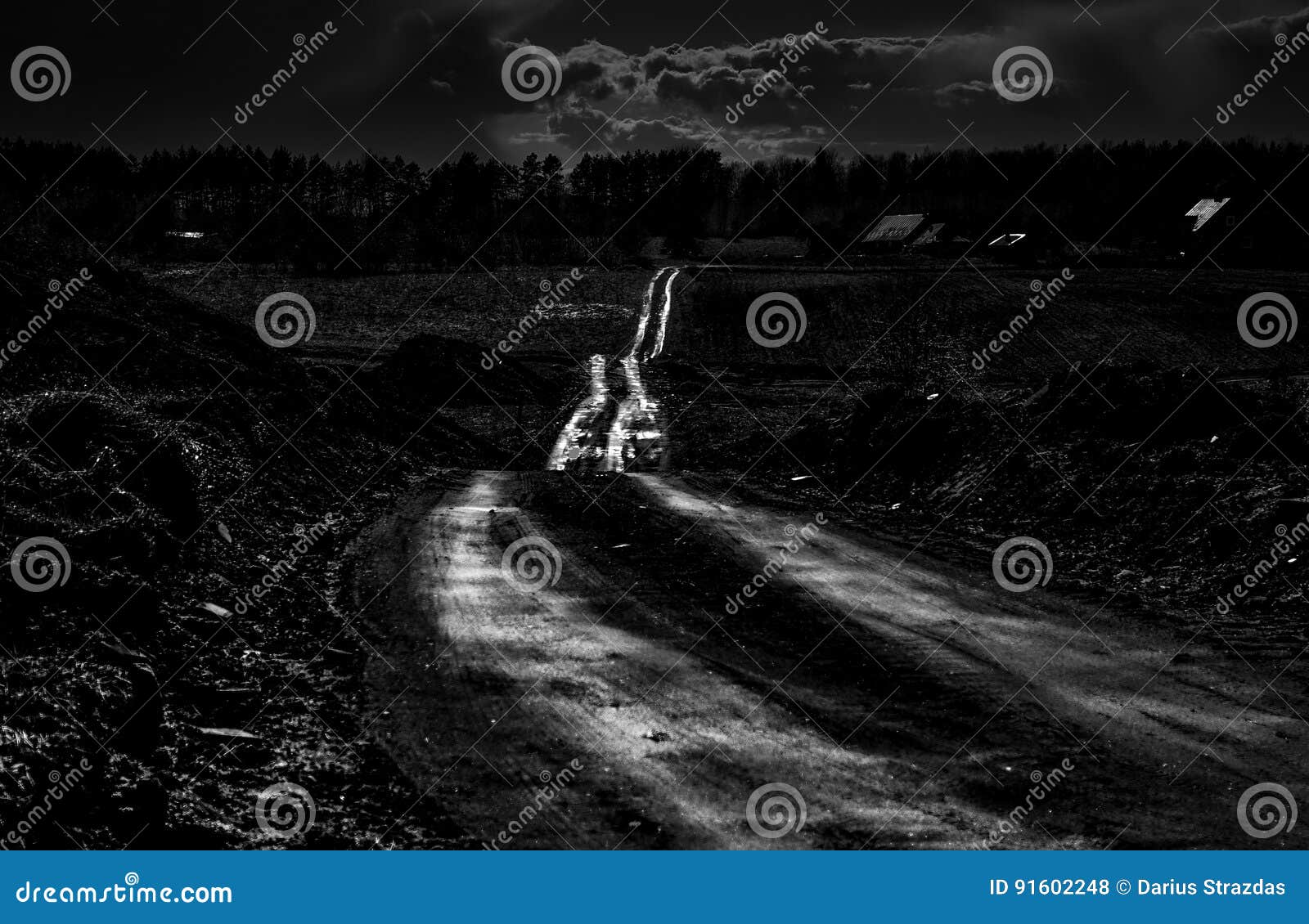 Rural road shine in dark stock photo. Image of europe - 91602248