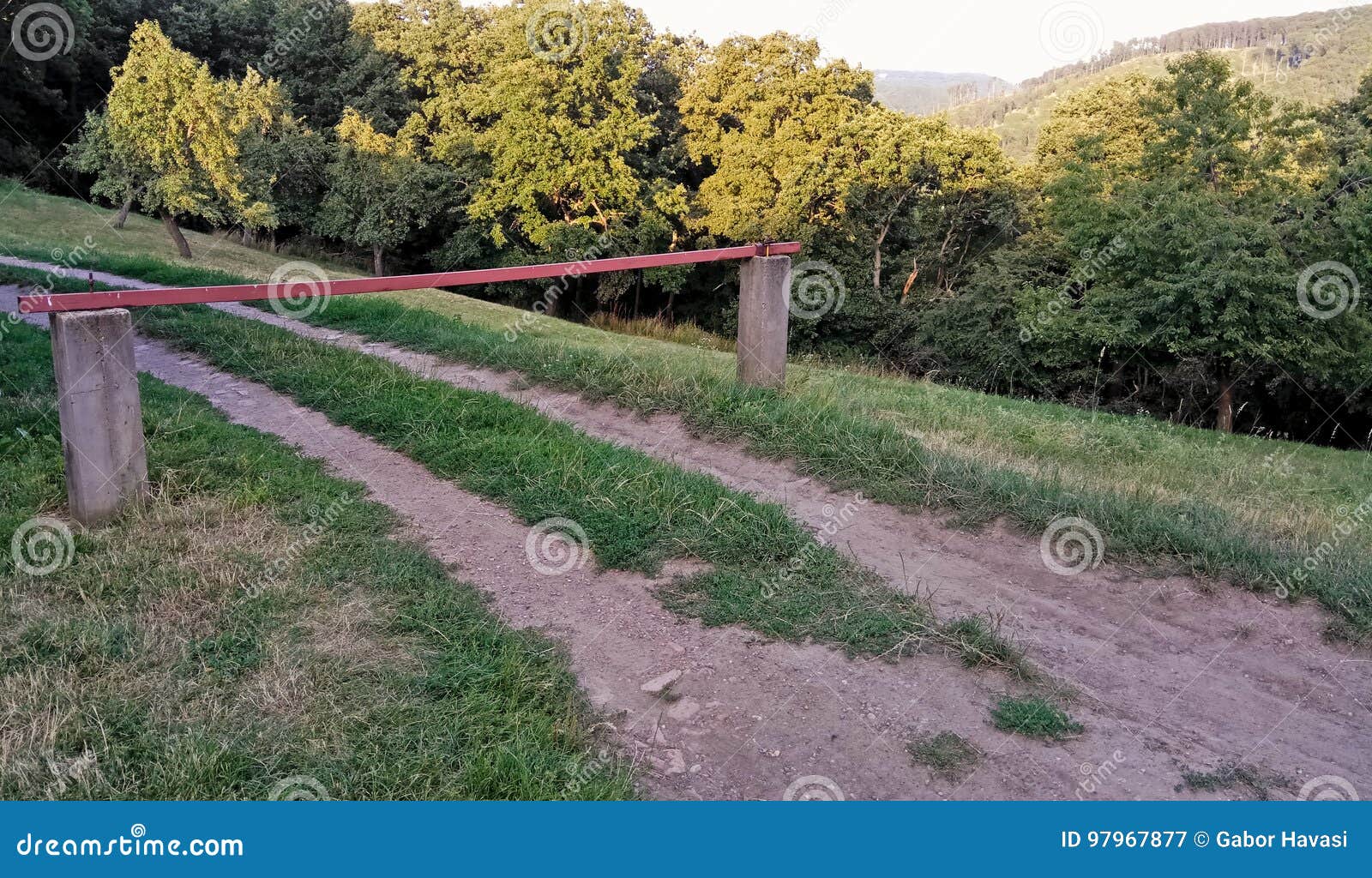 Rural Road with a Toll Barrier Stock Image - Image of entry, gate: 97967877