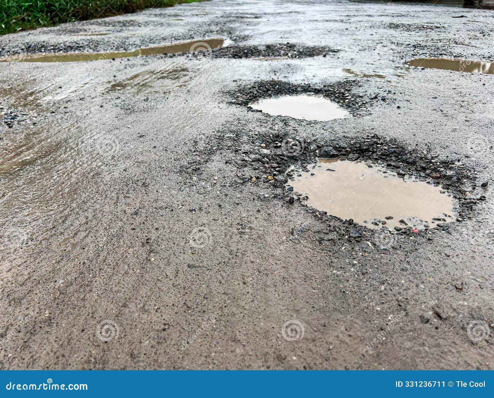 Rural Roads are Bumpy, Waterlogged, and Damaged Stock Image - Image of ...