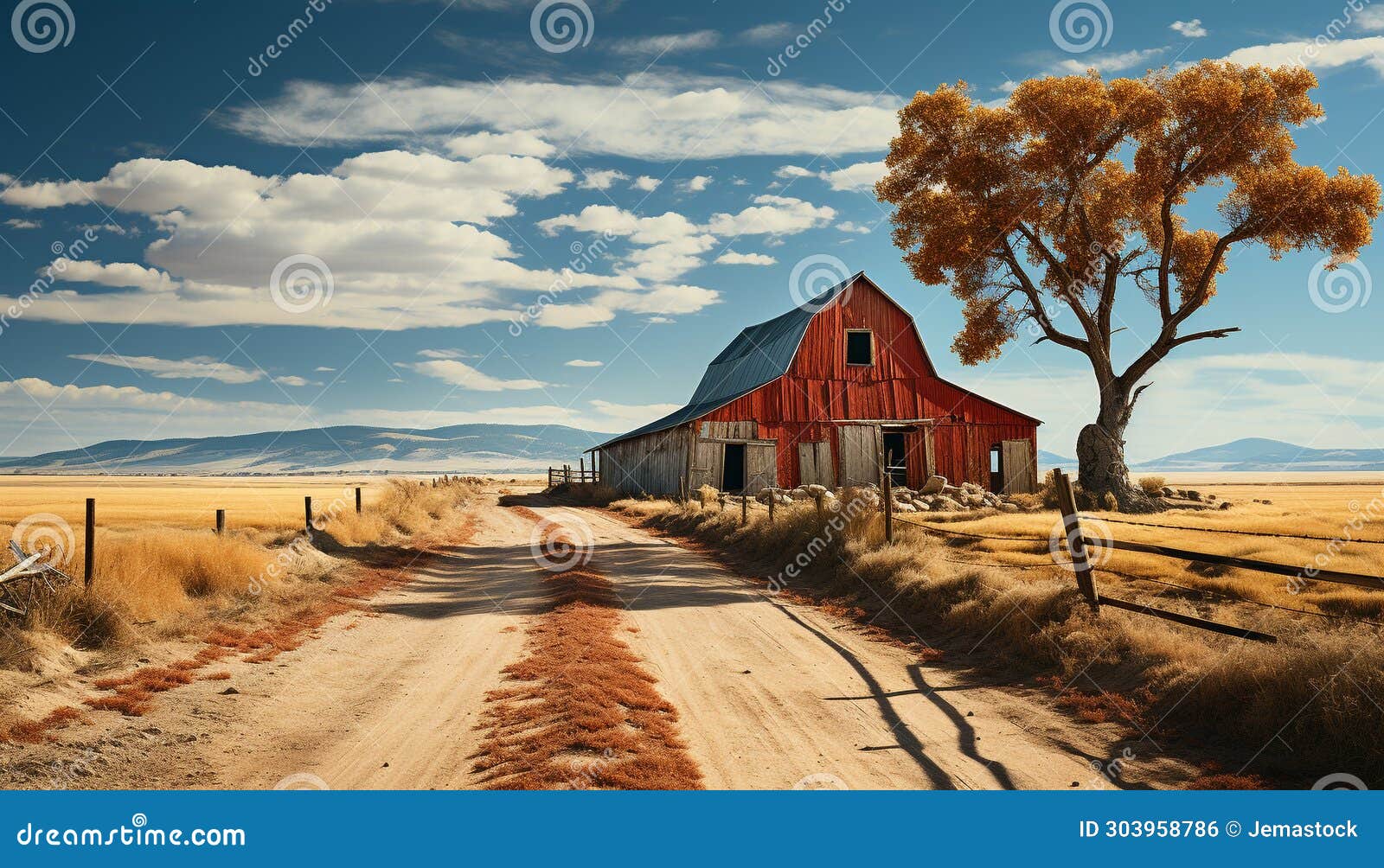 Old Barn With Blue Sky And Clouds Royalty-Free Stock Photo ...