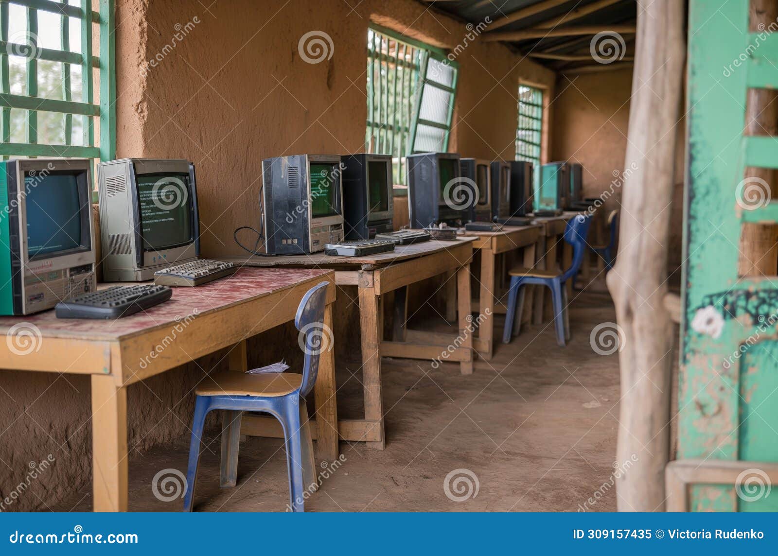 Rural school computer lab stock image. Image of keyboard - 309157435