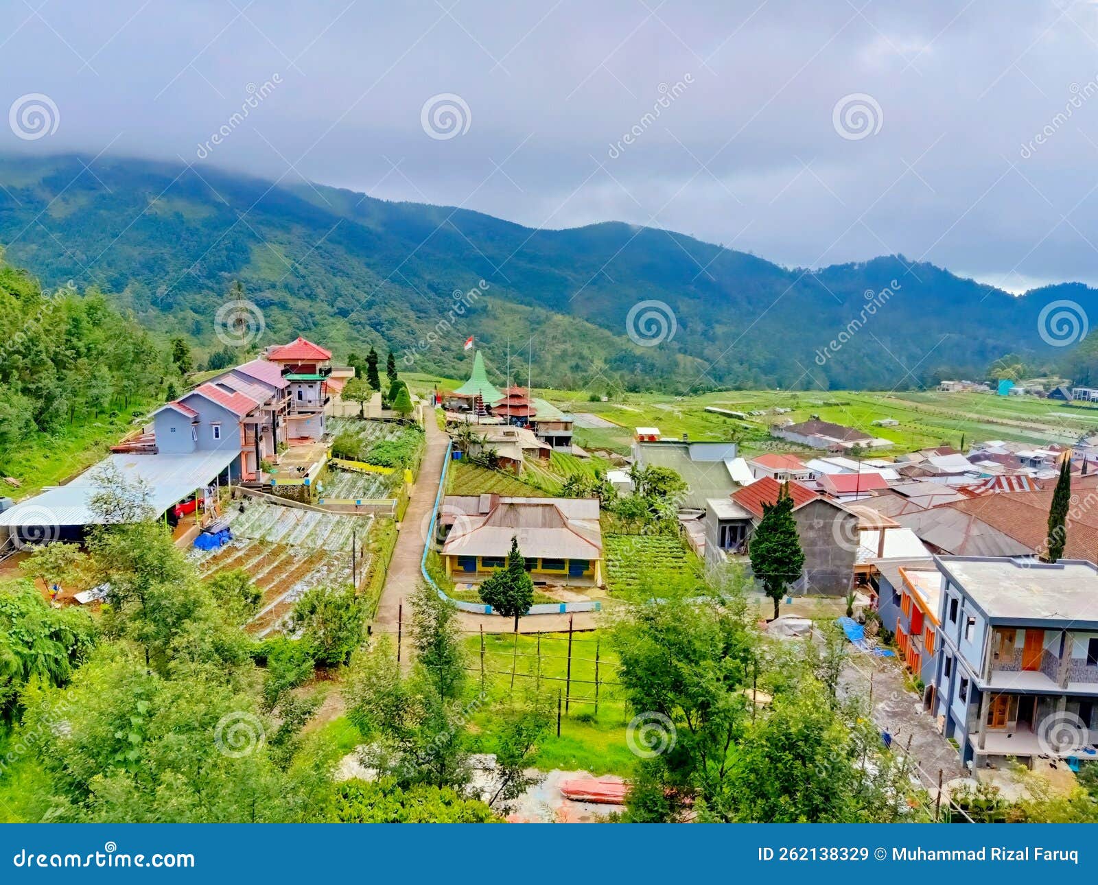 A Rural Settlement at the Foot of a Mountain Stock Image - Image of ...