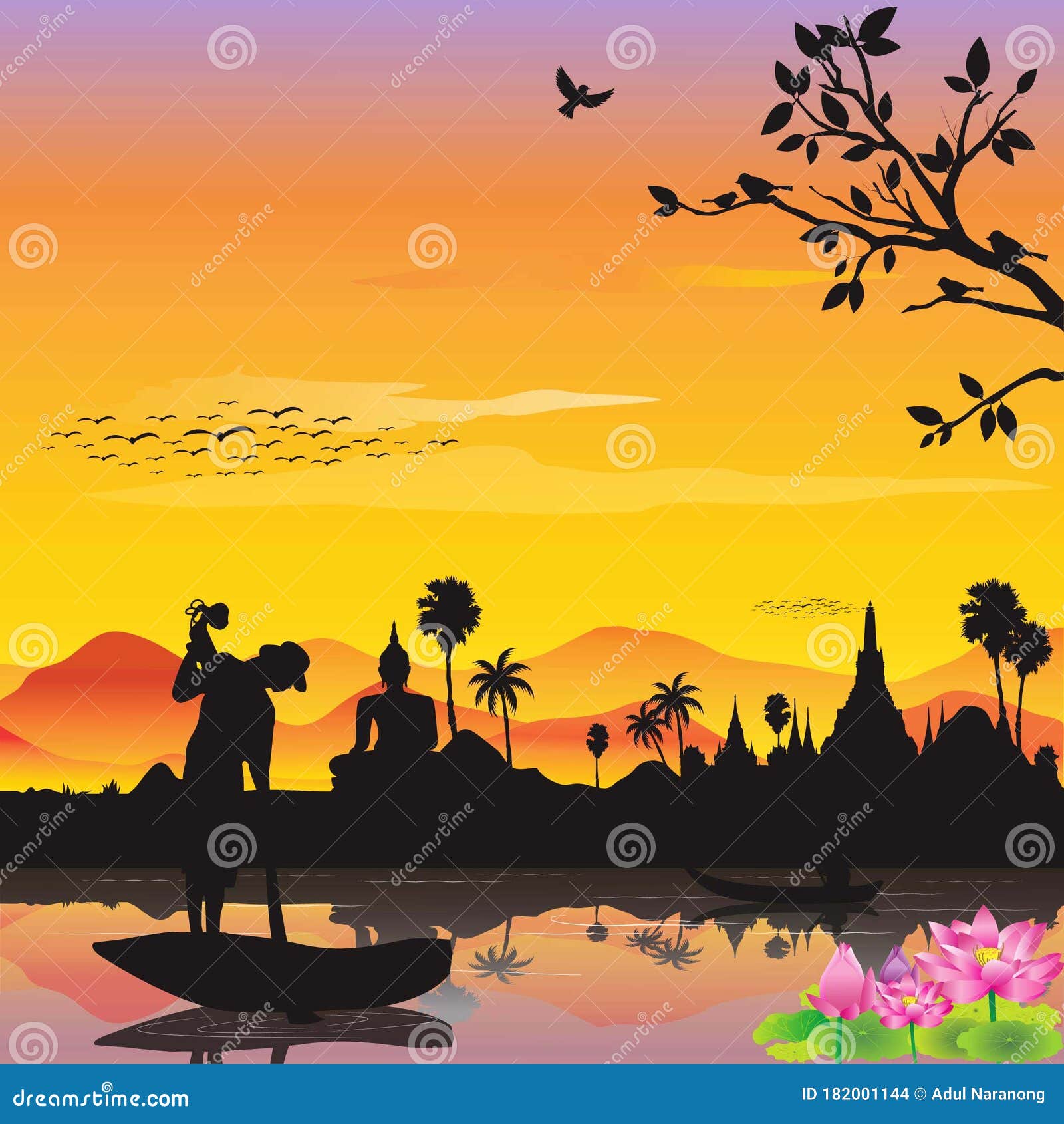 Rural Silhouette, Evening Atmosphere, Evening Silhouette Stock Vector ...