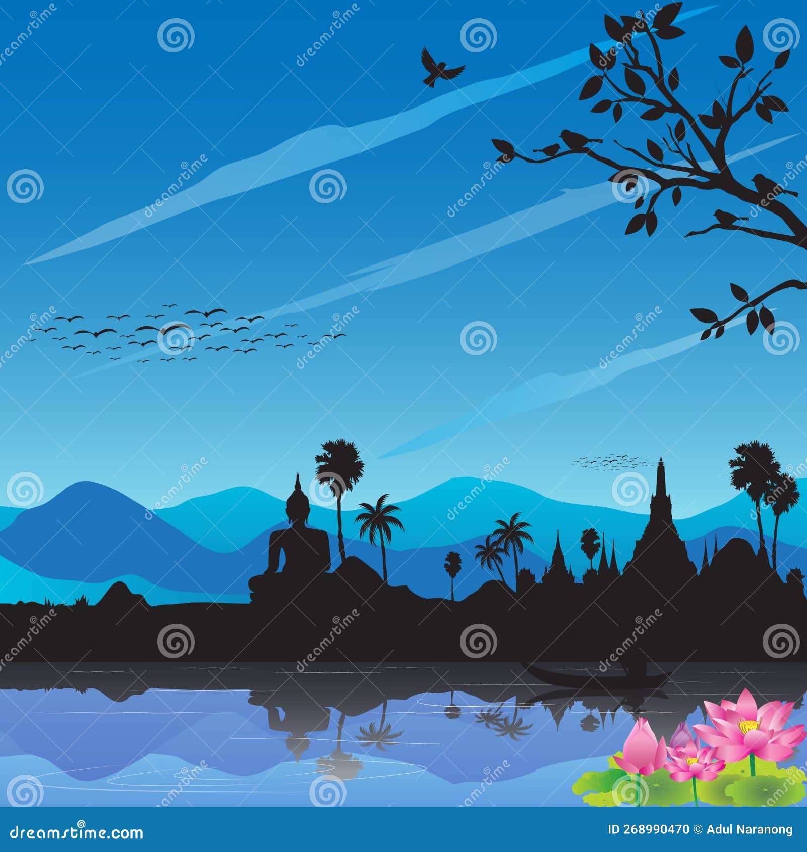 Rural silhouette stock vector. Illustration of tree - 268990470