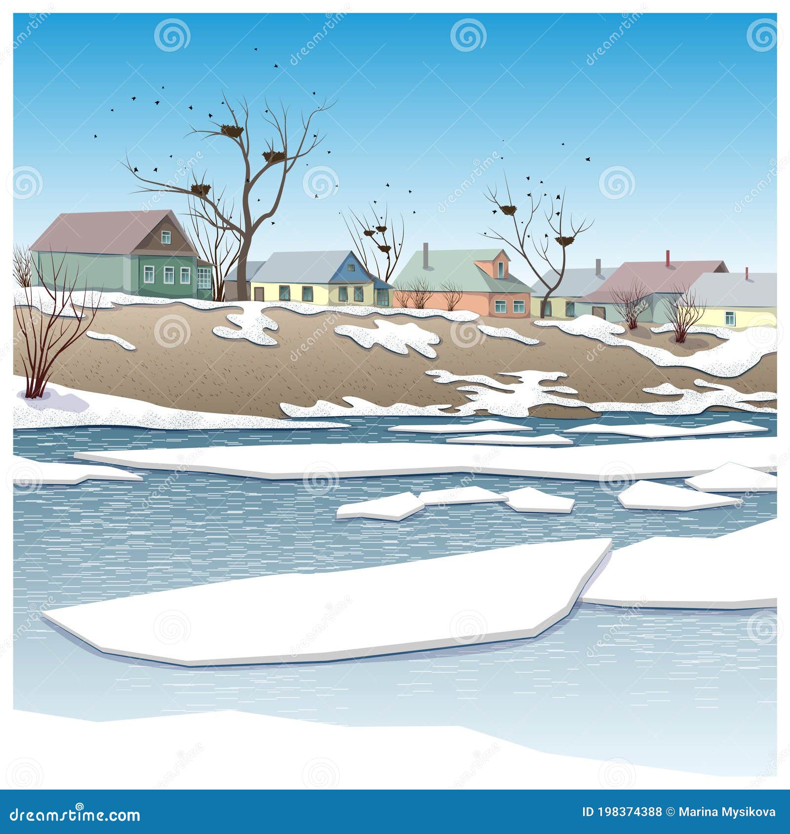 Rural Spring Landscape With Fields, Hills, Wind Turbine And Barn Or ...