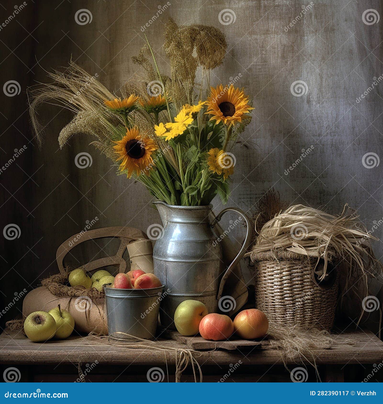 Rural Still Life in Rustic Style 3 Stock Illustration - Illustration of ...