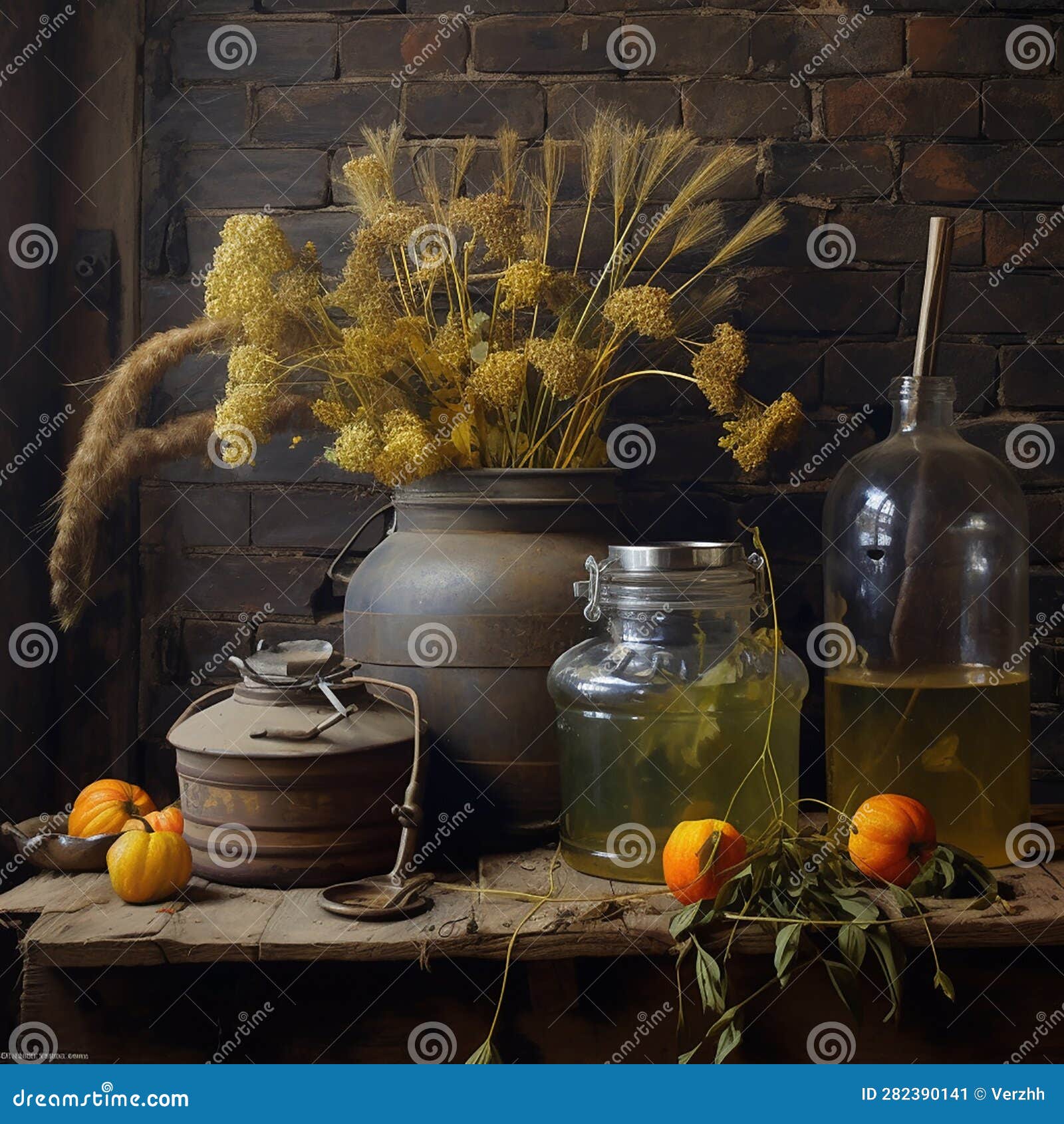 Rural Still Life in Rustic Style 5 Stock Illustration - Illustration of ...