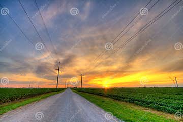 Rural sunset stock image. Image of midwest, perspective - 11365367