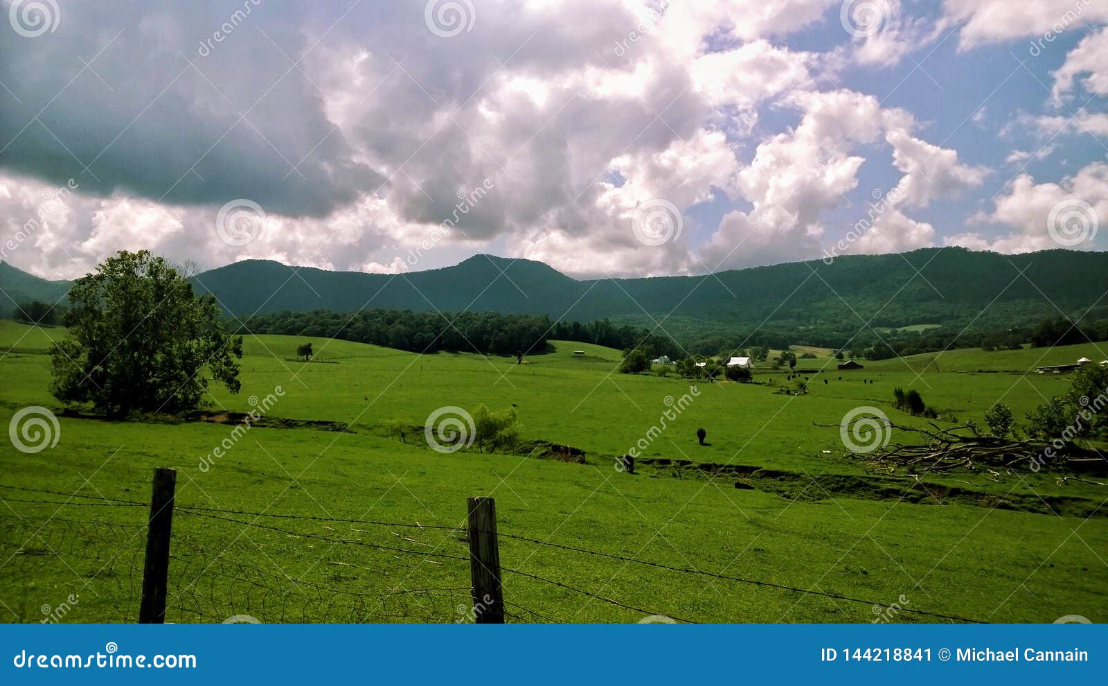 Rural Tennessee Field with Sky and Mountain Scenery Stock Image - Image ...
