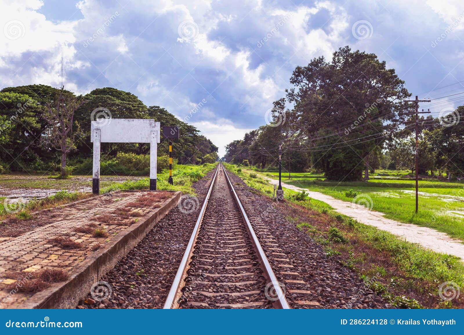 Rural Train Tracks with Beautiful Nature on Both Sides of the Road ...