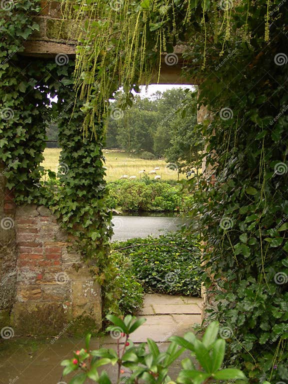 Rural View through Old Gateway Stock Photo - Image of fields, nature ...