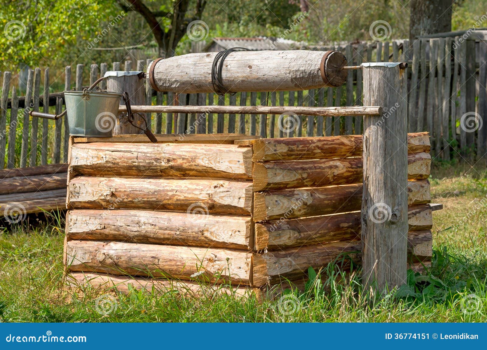 Rural Well stock image. Image of grass, nature, fence - 36774151