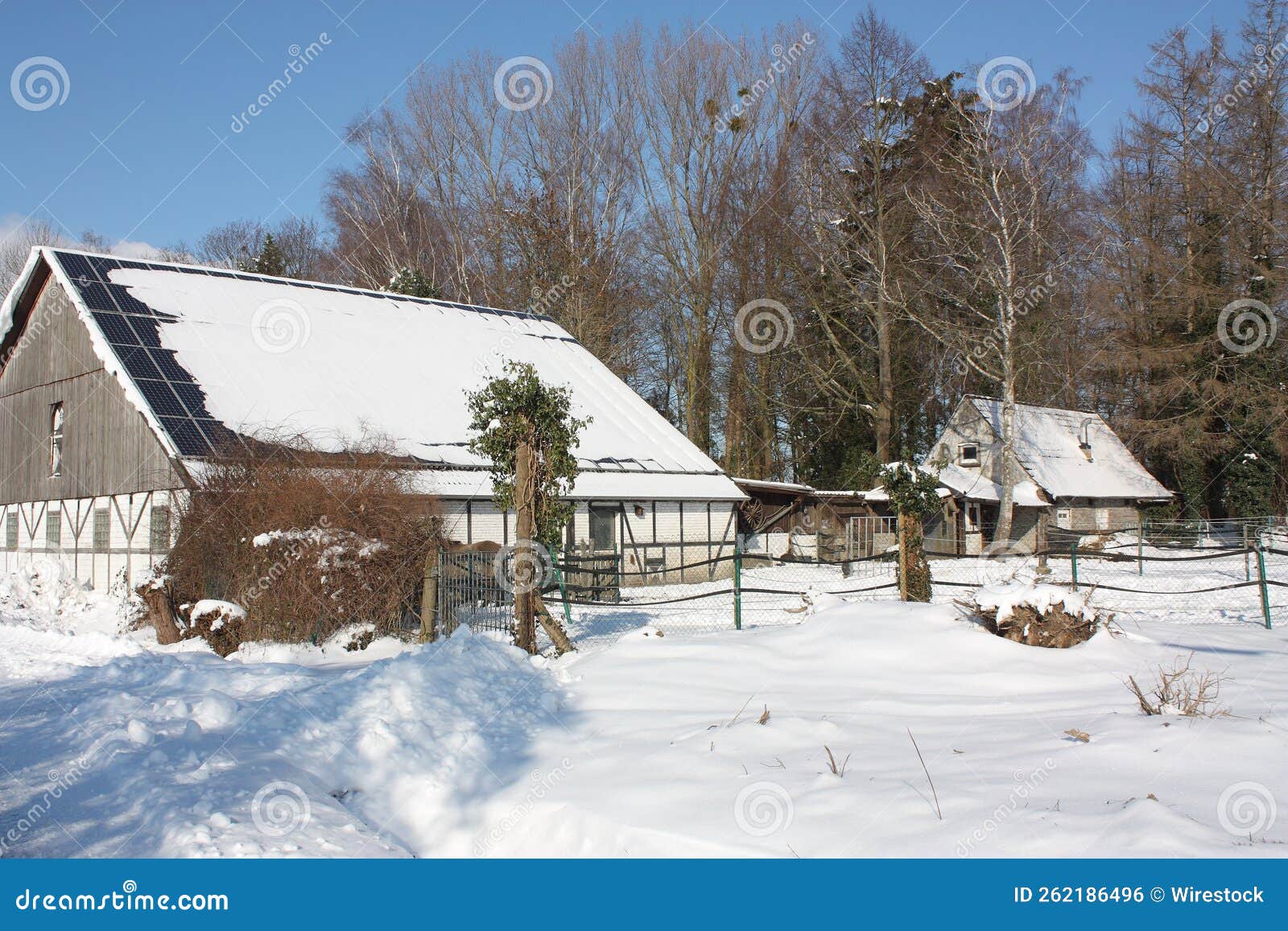 Rural Winter Scene with Snow-covered Landscape Stock Photo - Image of ...