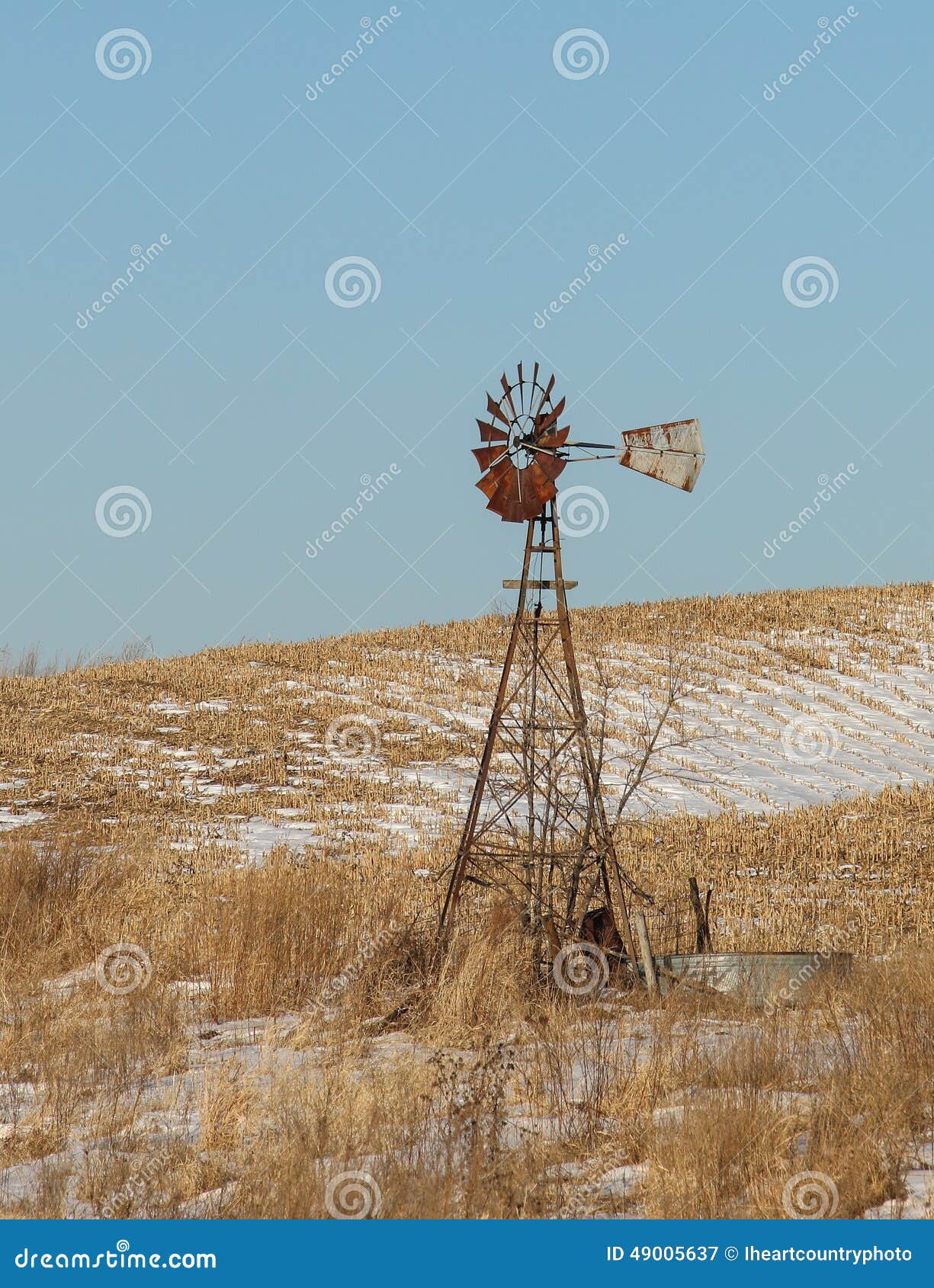 Rural Winter Windmill stock image. Image of metal, farm - 49005637