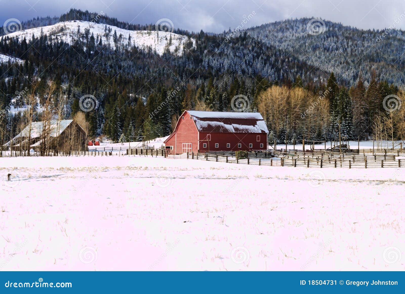 Rural wintry scenic. stock image. Image of structure - 18504731