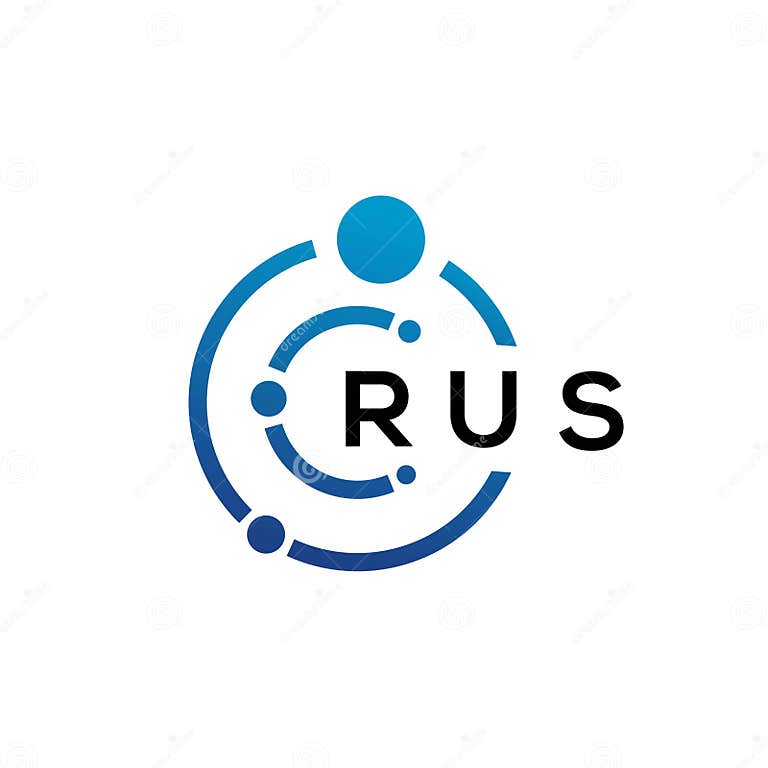 RUS Letter Technology Logo Design on White Background. RUS Creative ...