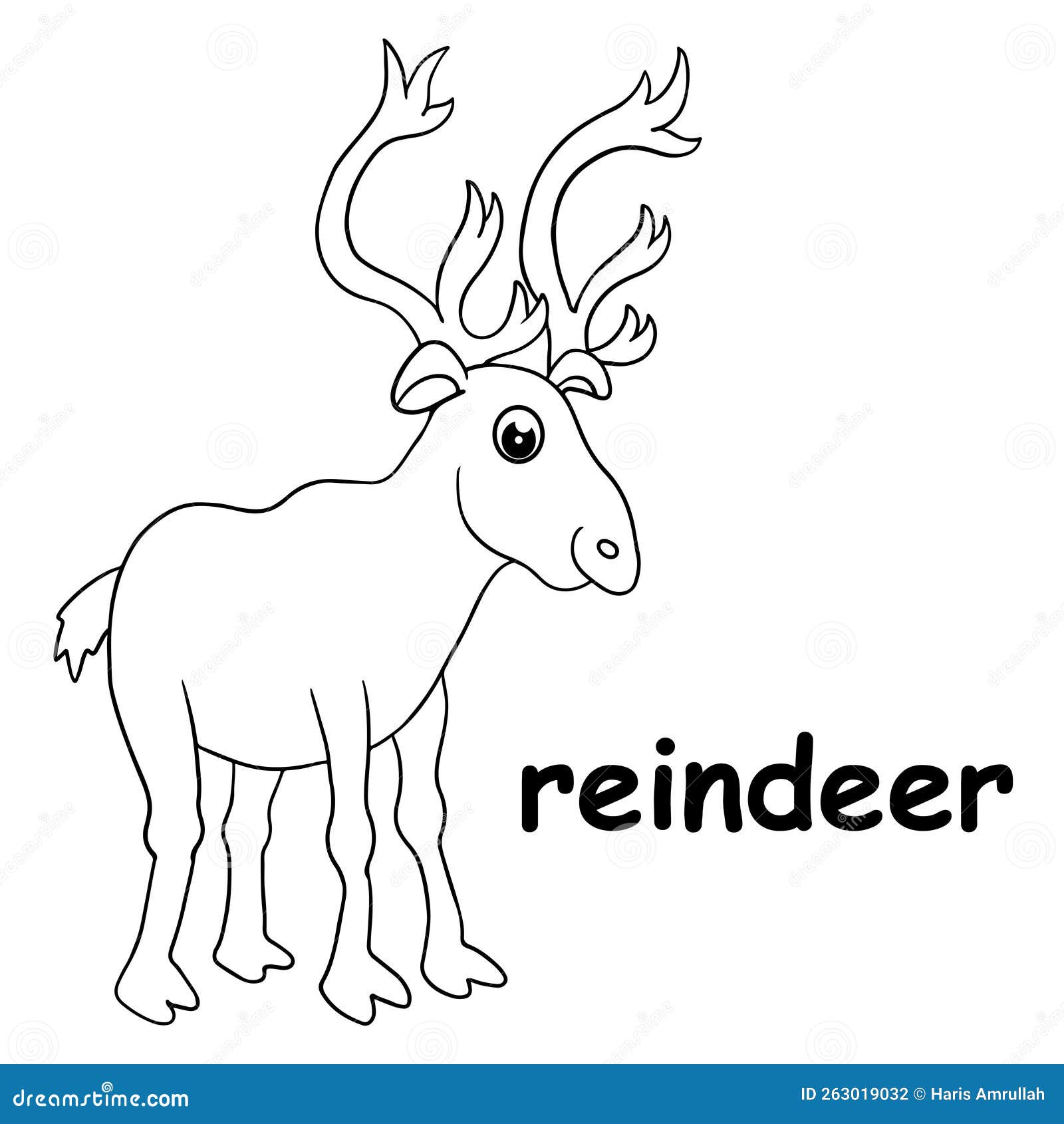 Kids Line Illustration Coloring Reindeer. Animal Outline Stock Vector ...