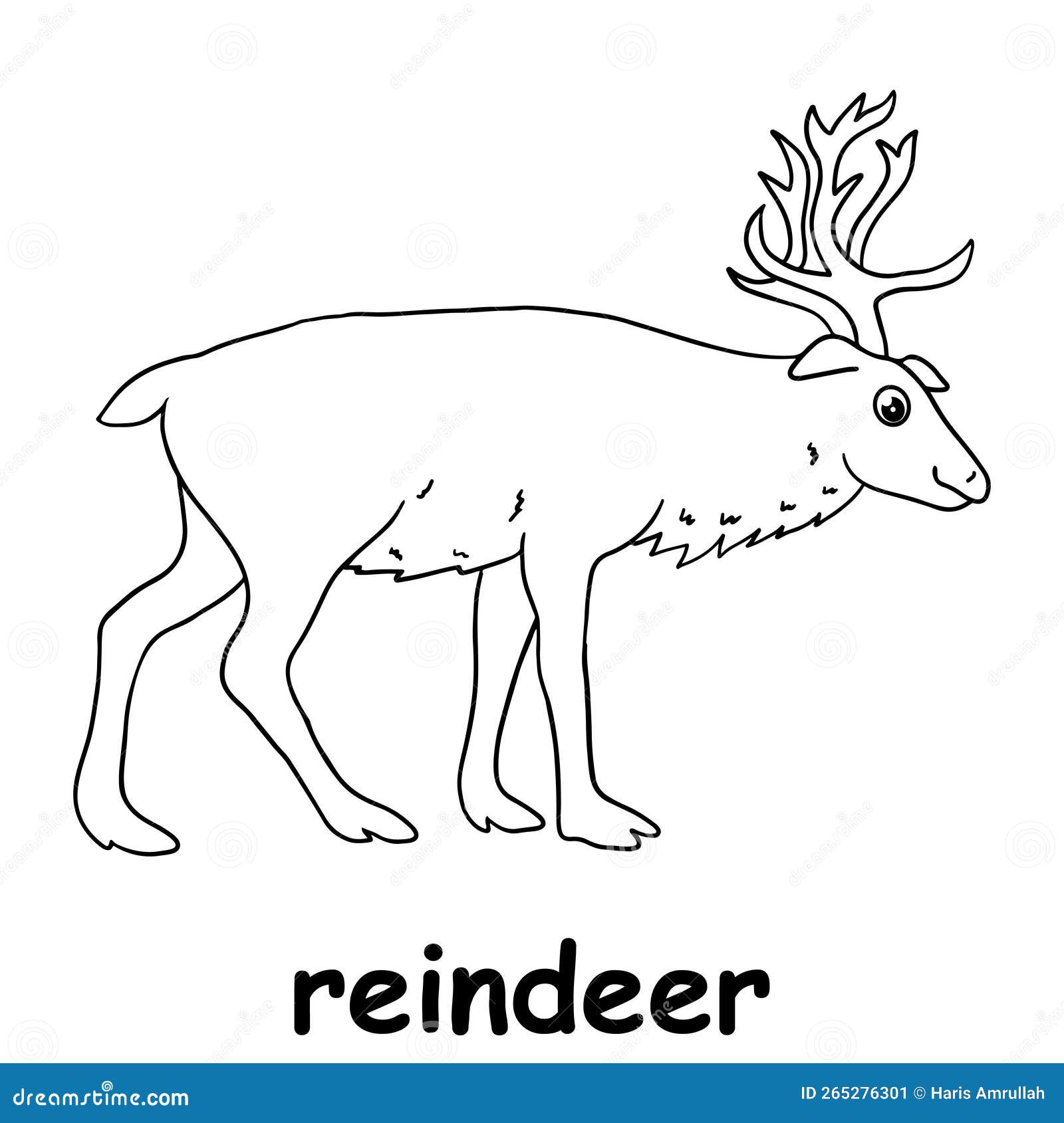 Kids Line Illustration Coloring Reindeer. Outline Vector for Children ...