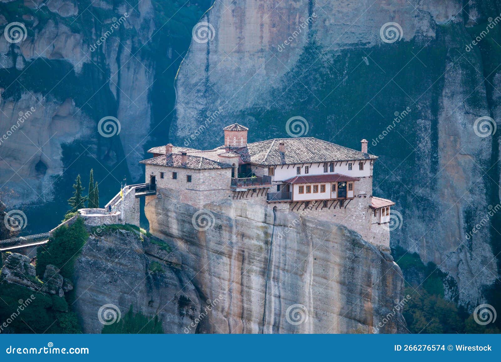 Rusanu Monastery on the Edge of a Cliff in Meteora, Greece Stock Photo ...