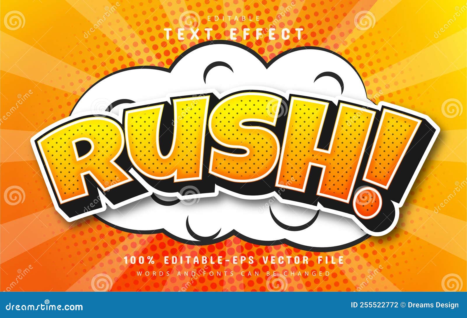 Rush comic text effect stock vector. Illustration of comic - 255522772