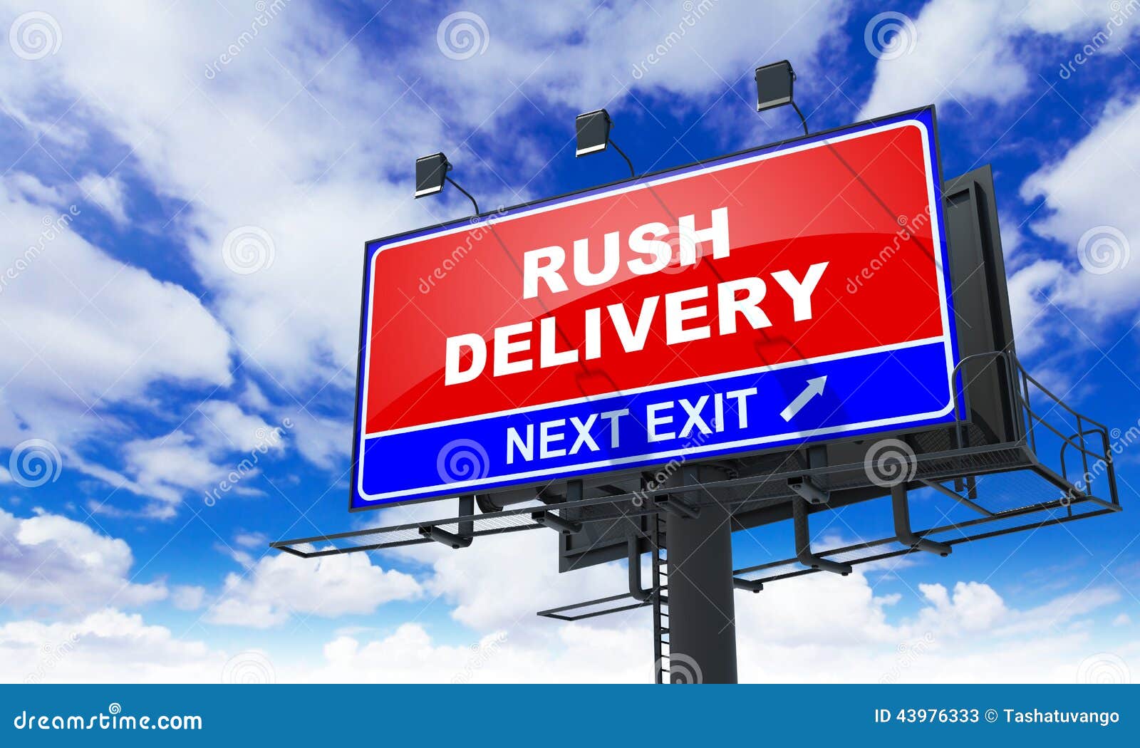 Rush Delivery on Red Billboard. Stock Illustration - Illustration of ...