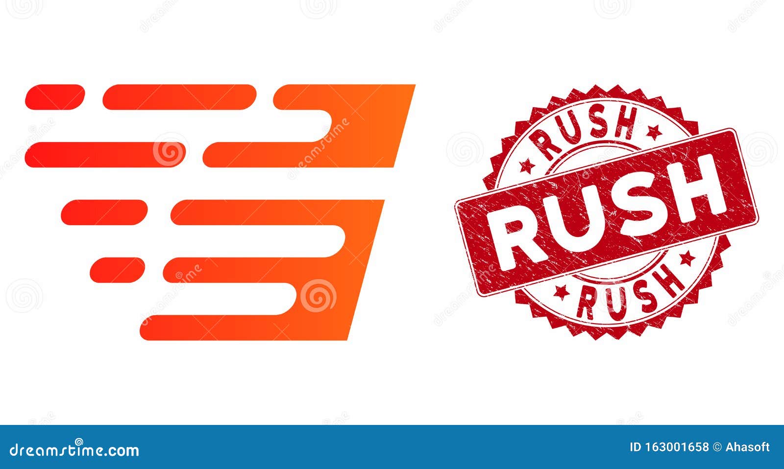 Rush Effect Icon with Distress Rush Stamp Stock Illustration ...