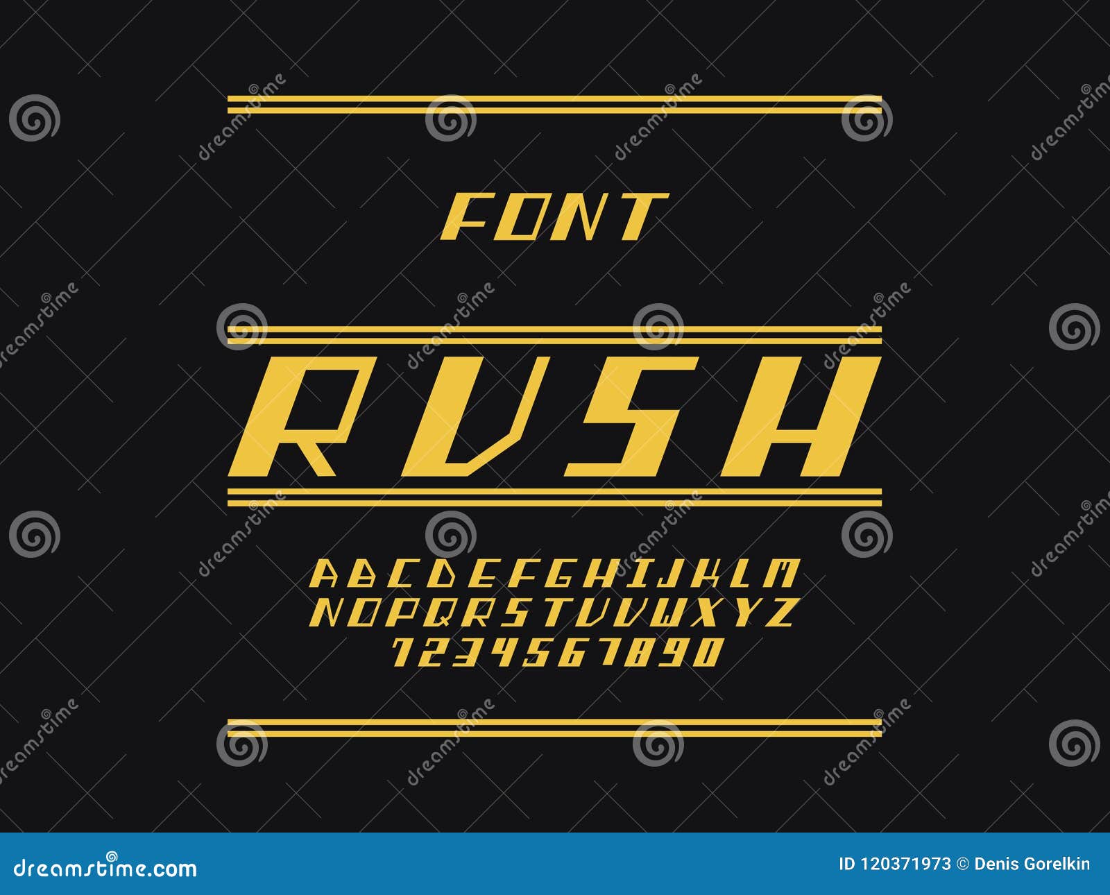 Rush font. Vector alphabet stock vector. Illustration of drive - 120371973