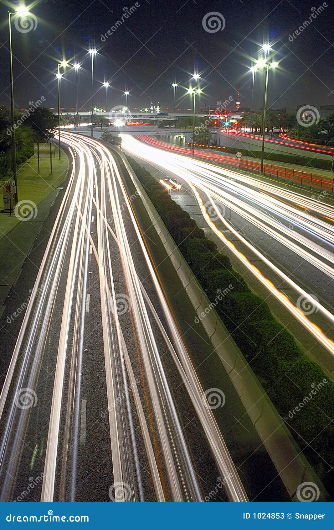 Rush hour lights at night stock image. Image of cars, asphalt - 1024853