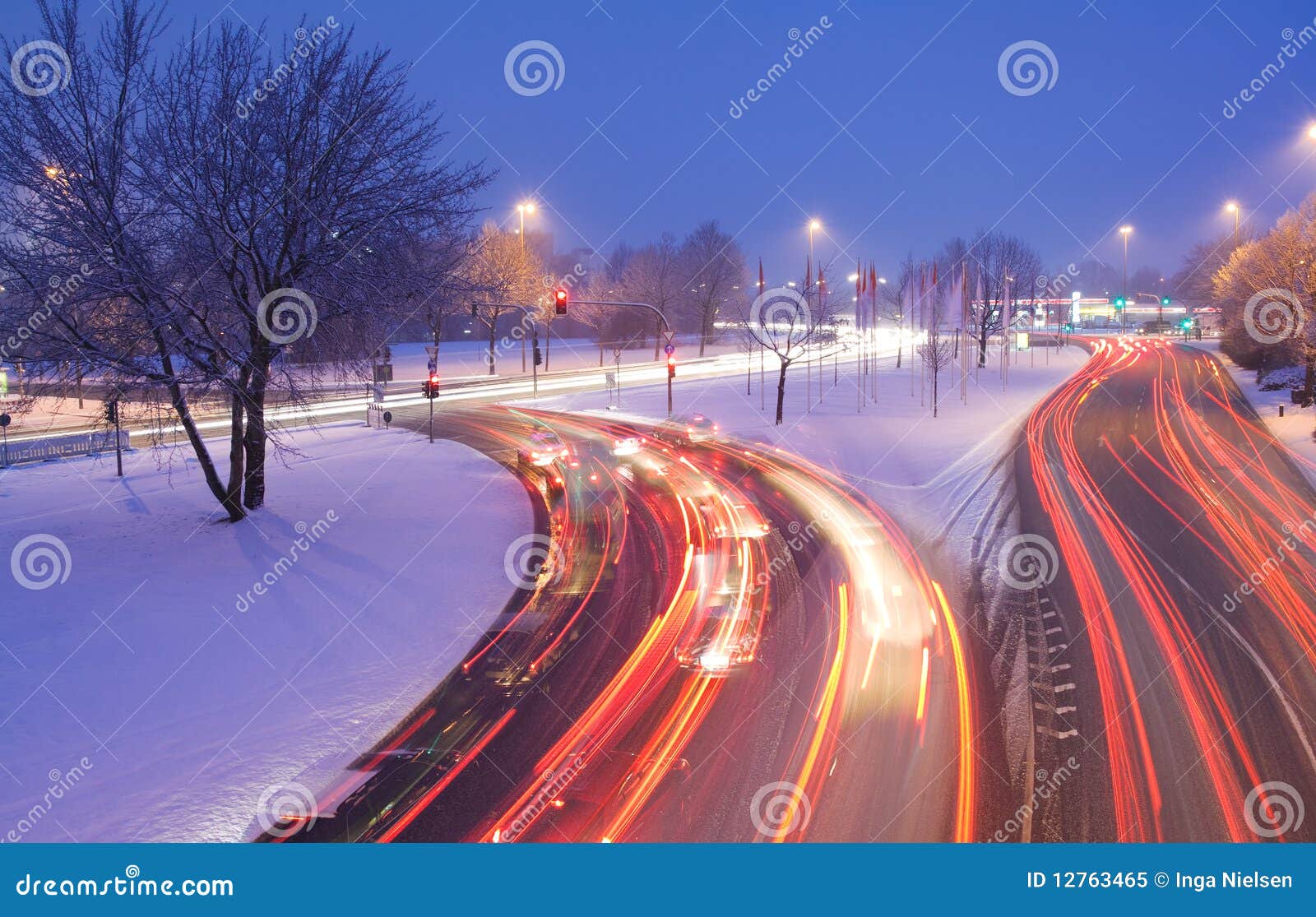 Rush hour in snow stock image. Image of taillight, cold - 12763465