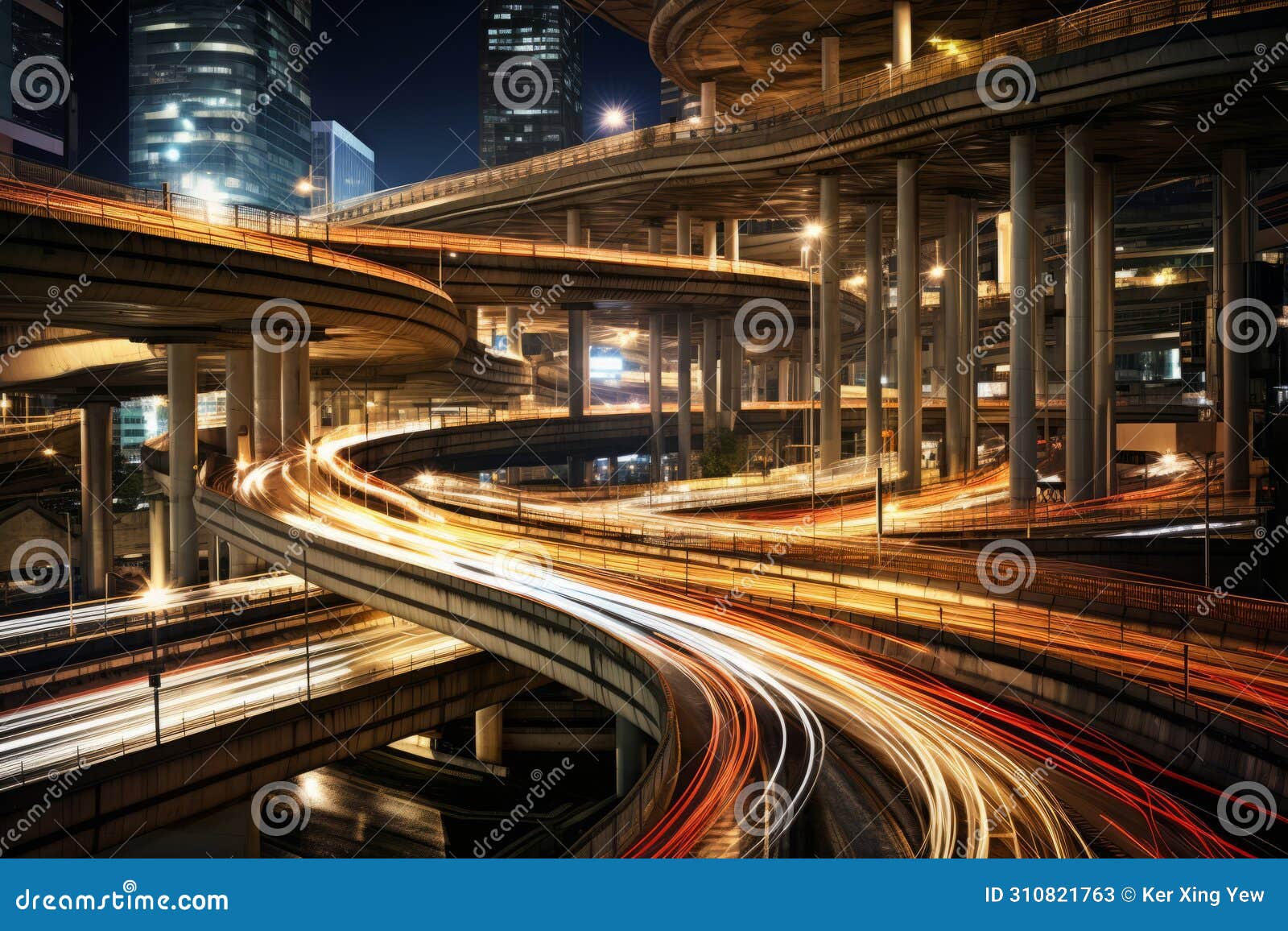 Rush Hour Traffic on an Elevated Expressway Stock Illustration ...