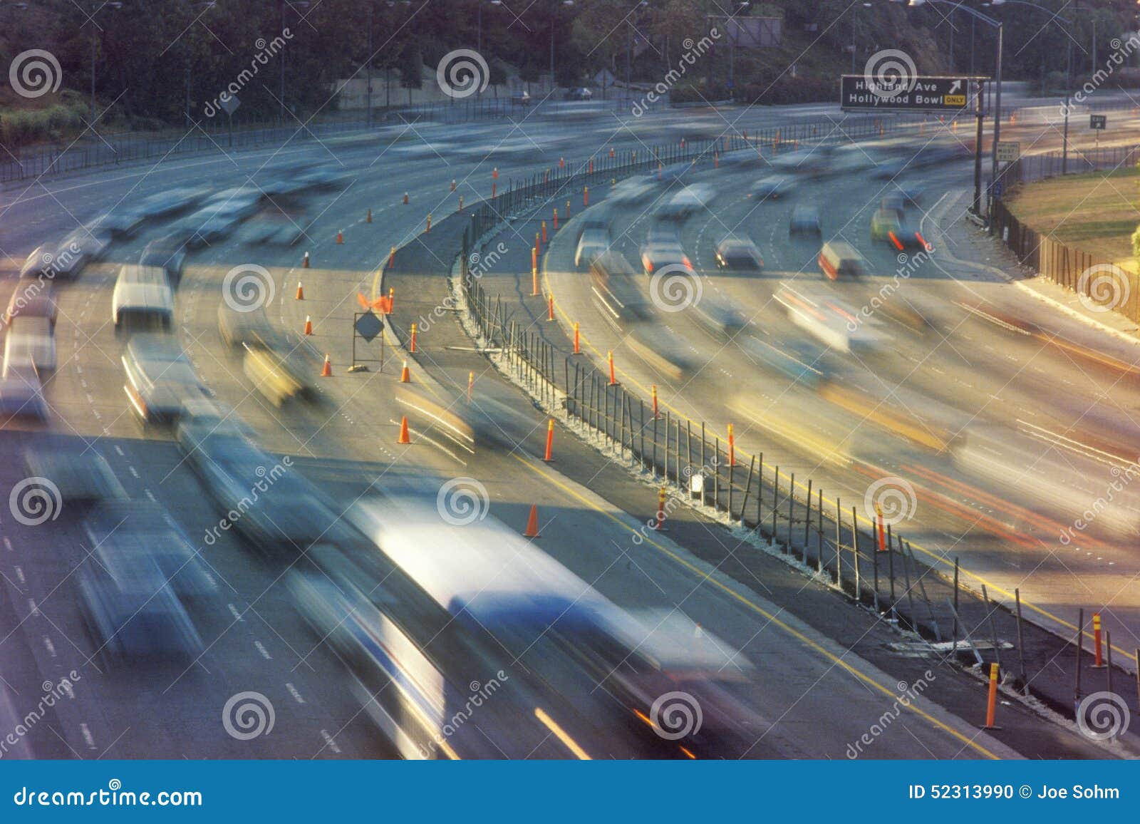 Rush Hour Traffic on the Hollywood Freeway in Los Angeles, CA Stock ...