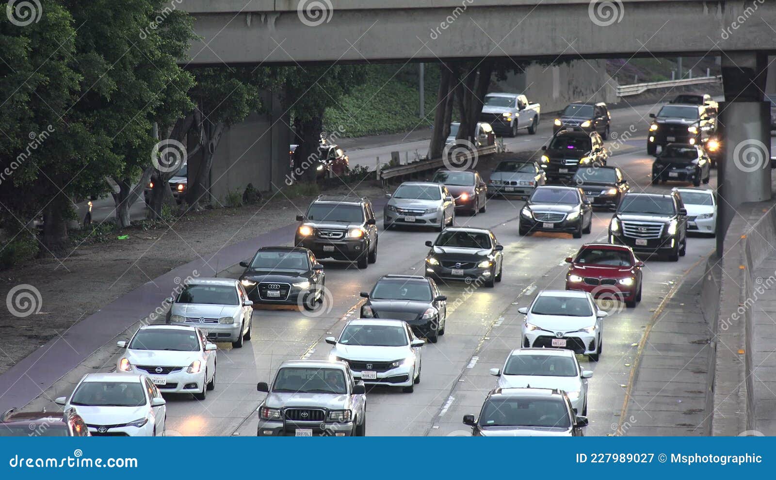 Rush Hour Traffic on a Busy Freeway in the City Stock Video - Video of ...