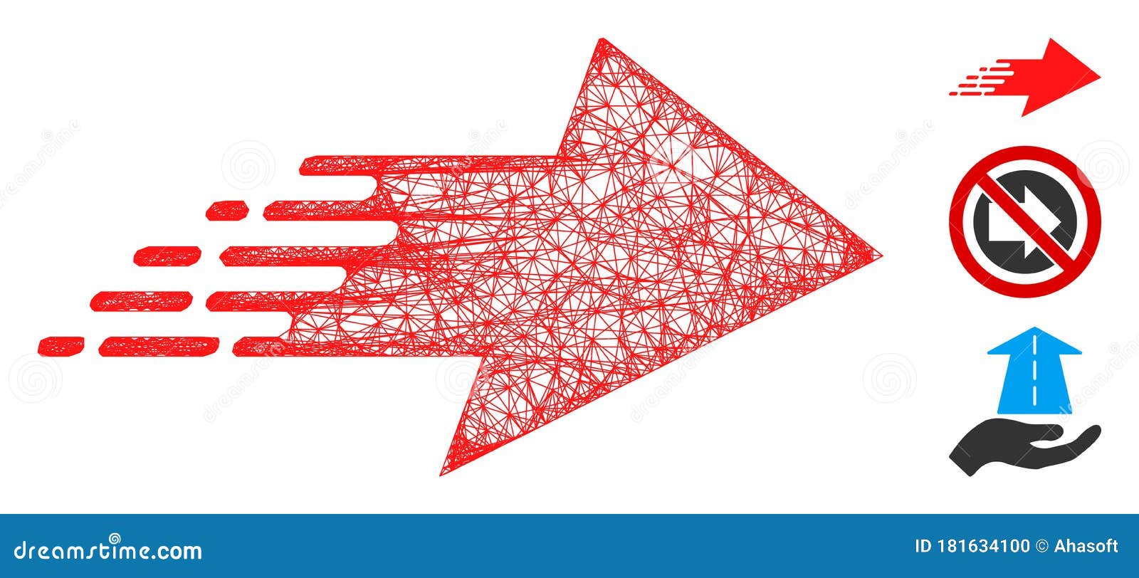 Rush Right Arrow Polygonal Web Vector Mesh Illustration Stock ...