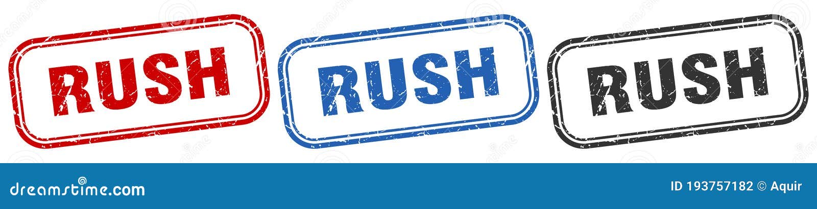 Rush Square Isolated Sign Set. Rush Stamp Stock Vector - Illustration ...