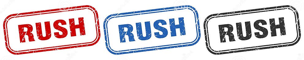 Rush Square Isolated Sign Set. Rush Stamp Stock Vector - Illustration ...