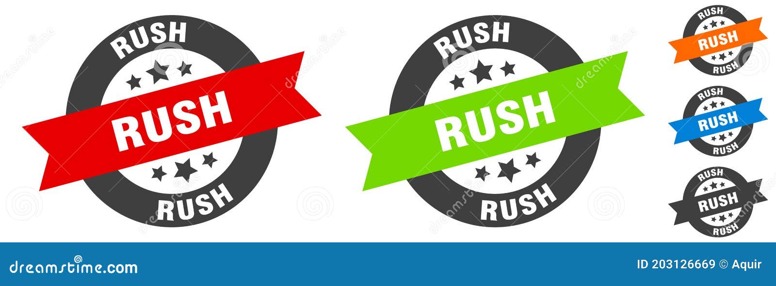 Rush Stamp. Rush Round Ribbon Sticker. Tag Stock Vector - Illustration ...