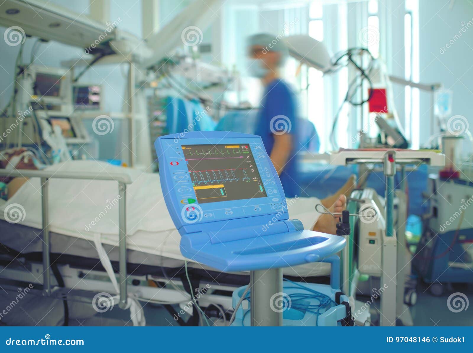 Rush work in the ICU stock photo. Image of device, equipment - 97048146